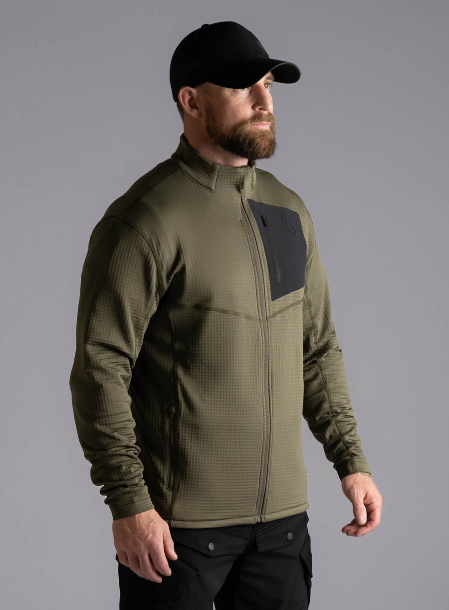Siege Tech Fleece Full Zip | Green Insulated Mid Layer | ThruDark