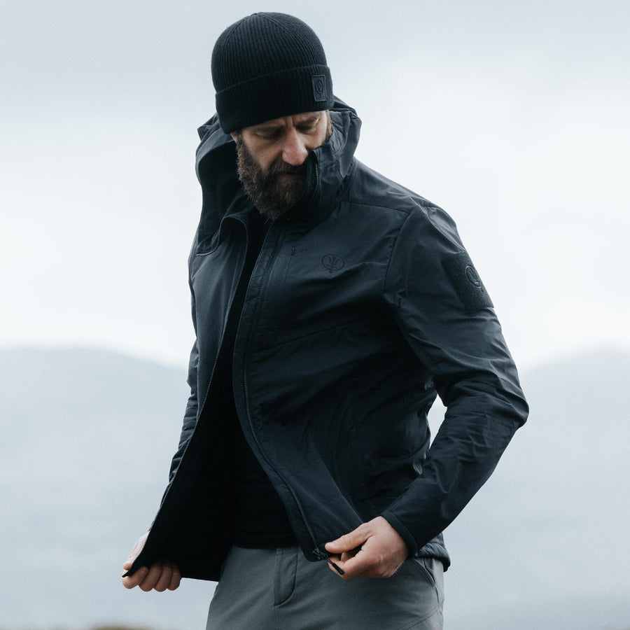 Wraith Hooded Jacket | Black Lightweight Soft Shell | ThruDark