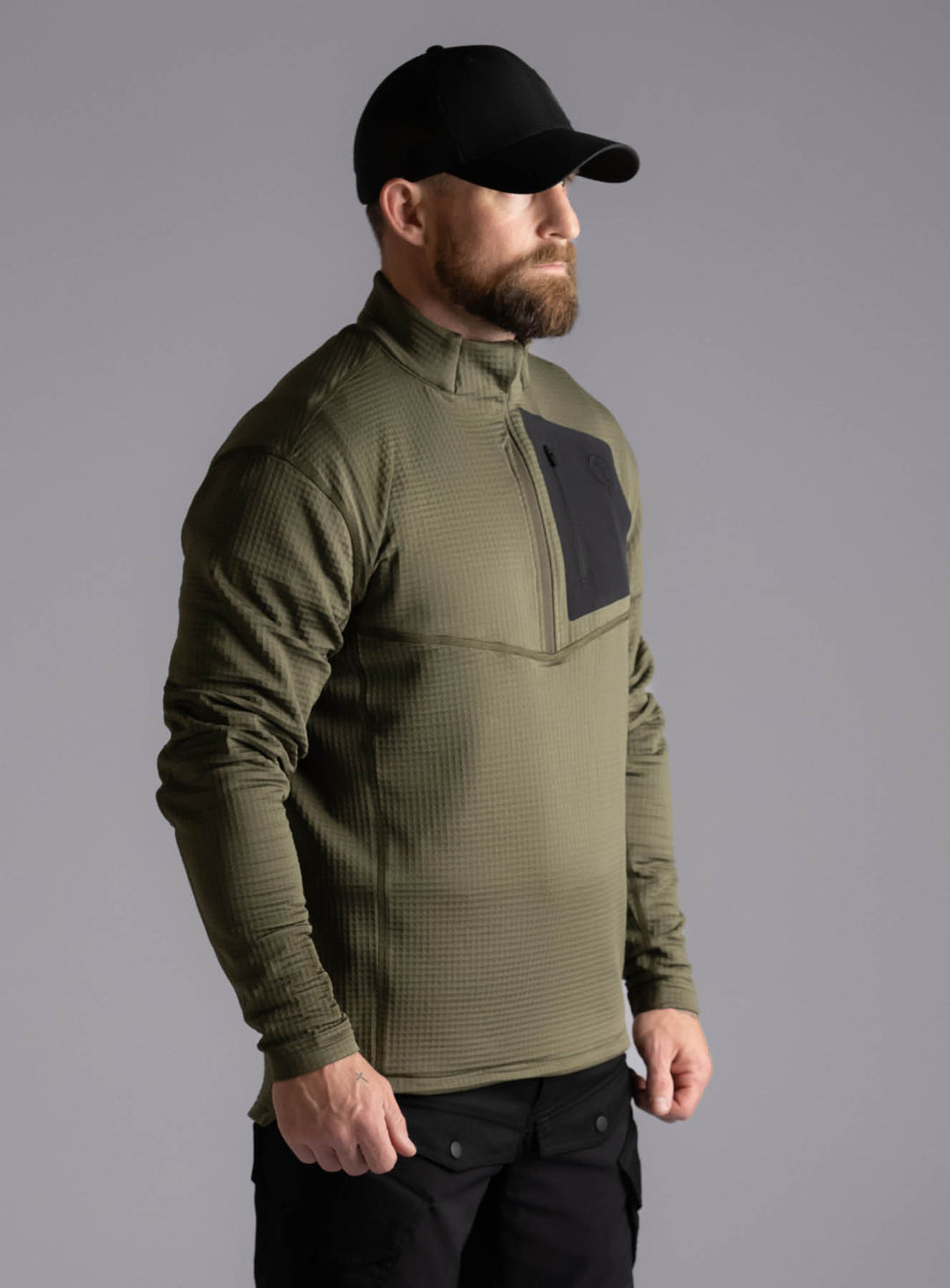 Siege Tech Fleece Half Zip | Green Insulated Mid Layer | ThruDark