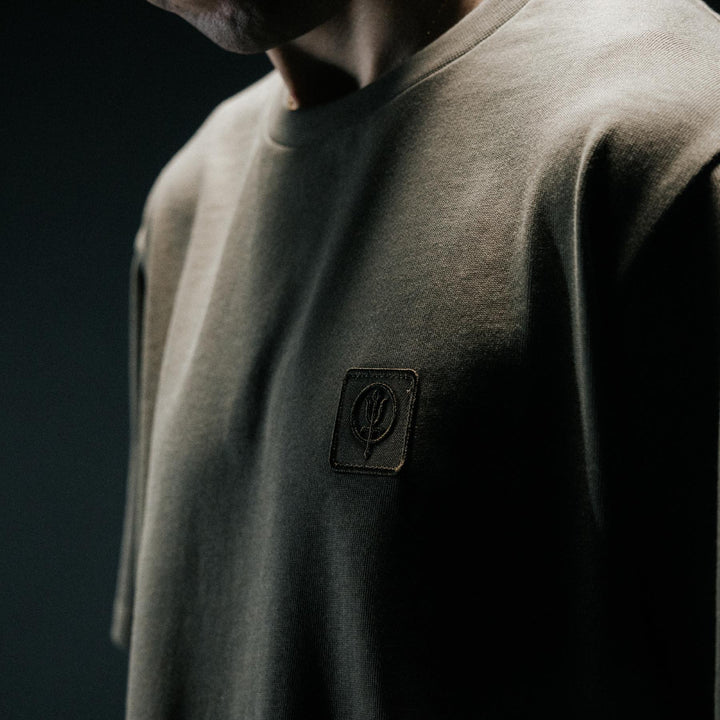 Enigma Oversized T-Shirt | Khaki Short Sleeve Graphic Tee – ThruDark