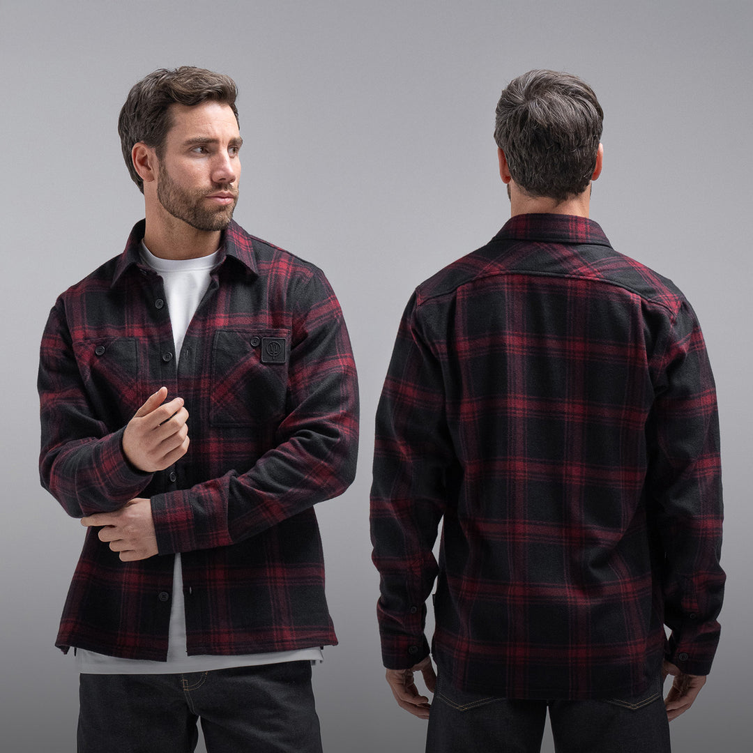 Men’s Red Flannel Shirt Brushed Cotton Overshirt | ThruDark