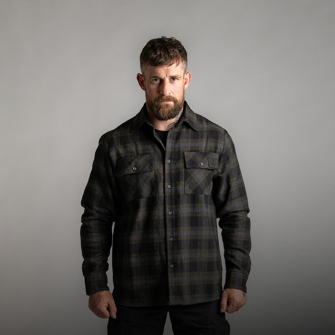 HeriTech Badlands Flannel Shirt | Khaki Checked Overshirt | ThruDark