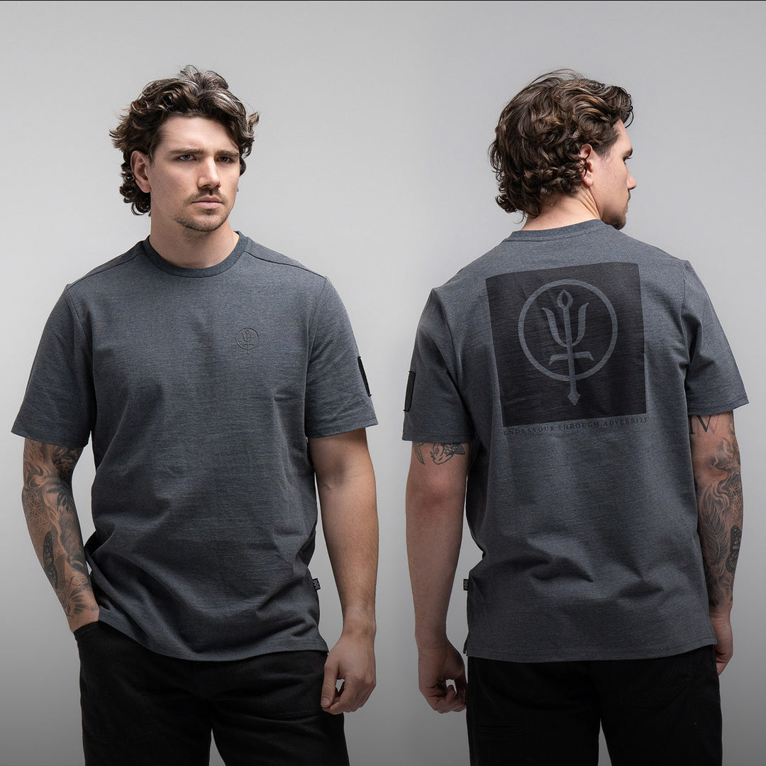 Insignia T-Shirt Black Mark | Grey 100% Cotton T-Shirt Men | Thrudark ...