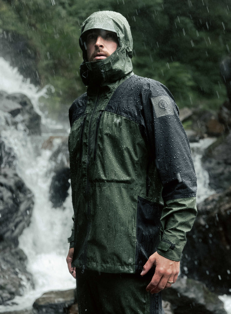 Mountain Pro Waterproof Men's Green Hardshell Hiking Jacket | ThruDark