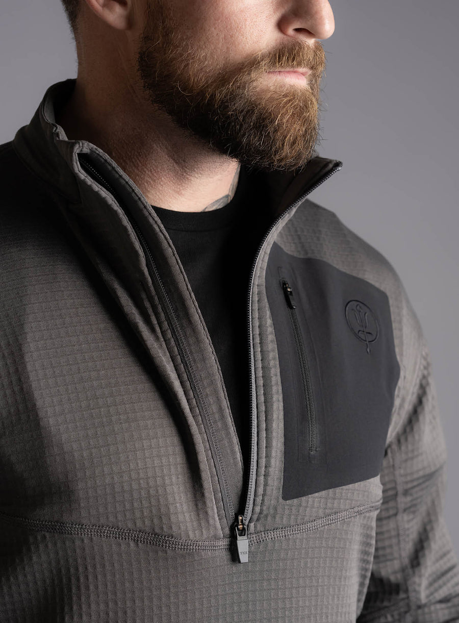 Siege Tech Fleece Half Zip | Grey Insulated Mid Layer | ThruDark