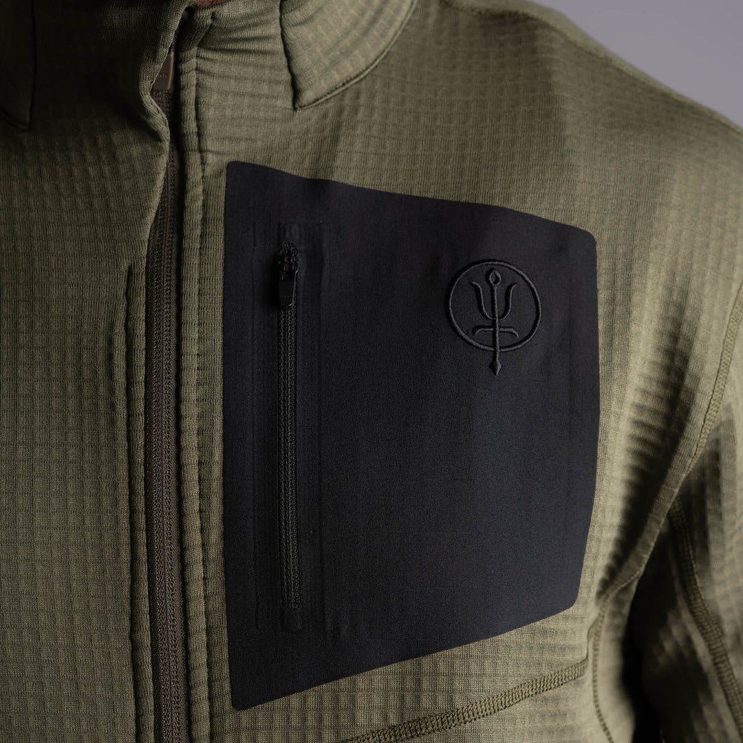 Siege Tech Fleece Full Zip | Green Insulated Mid Layer | ThruDark