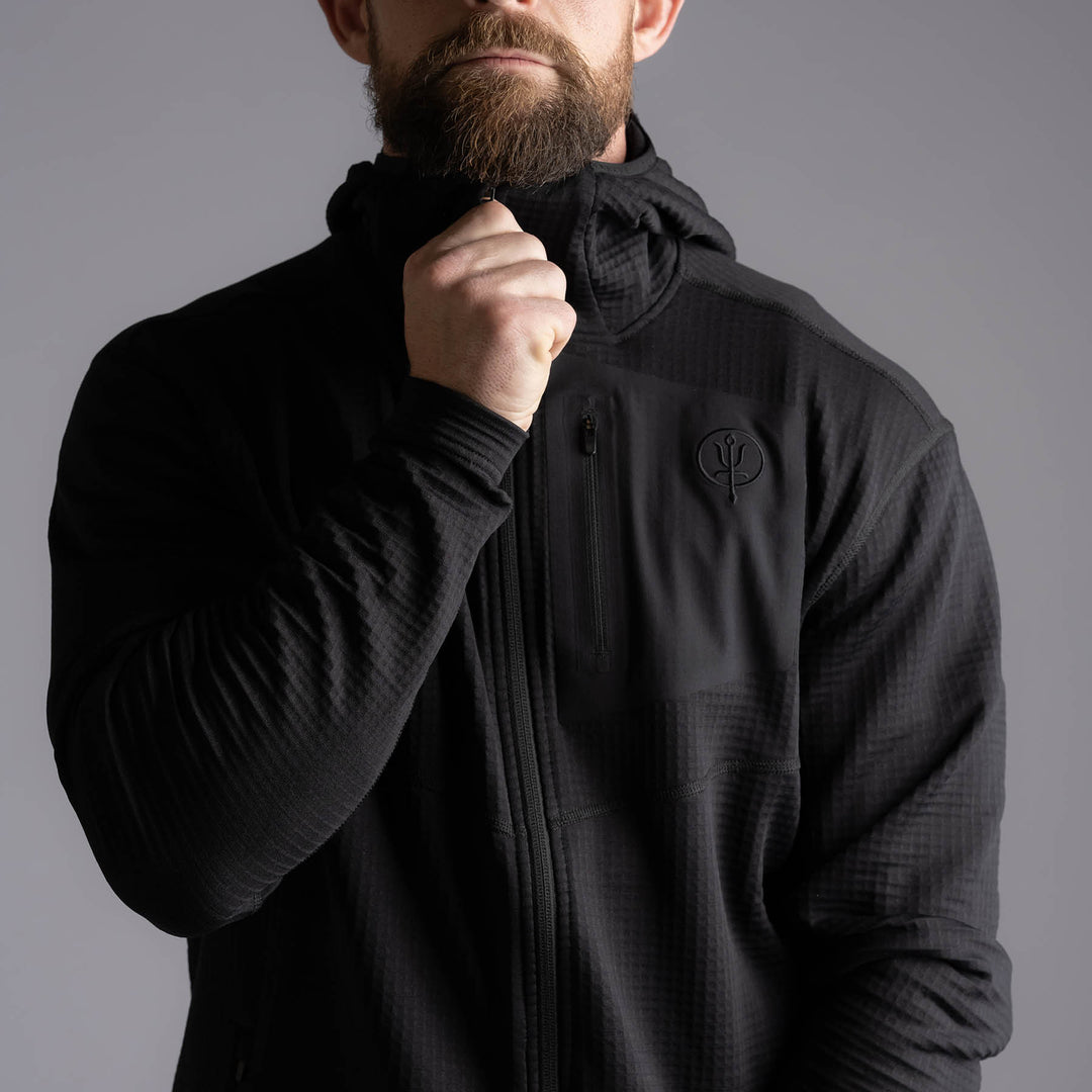 Siege Tech Fleece Hooded | Black Insulated Mid Layer | ThruDark