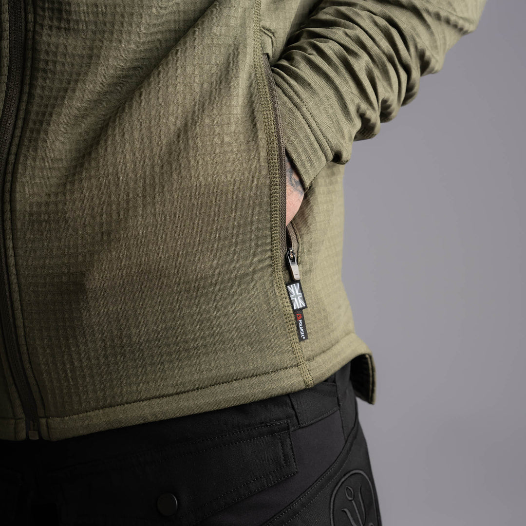 Siege Tech Fleece Hooded | Green Insulated Mid Layer | ThruDark