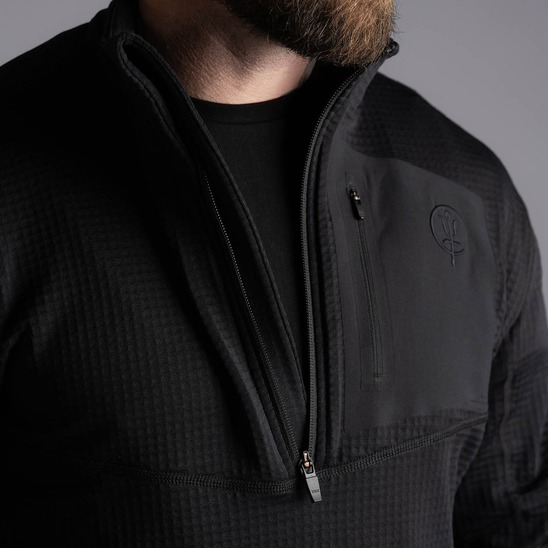 Siege Tech Fleece Half Zip | Black Insulated Mid Layer | ThruDark