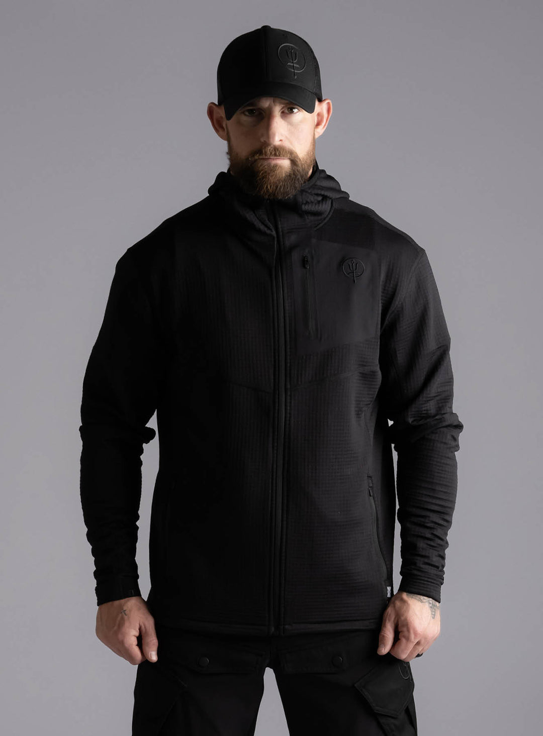 Siege Tech Fleece Hooded | Black Insulated Mid Layer | ThruDark