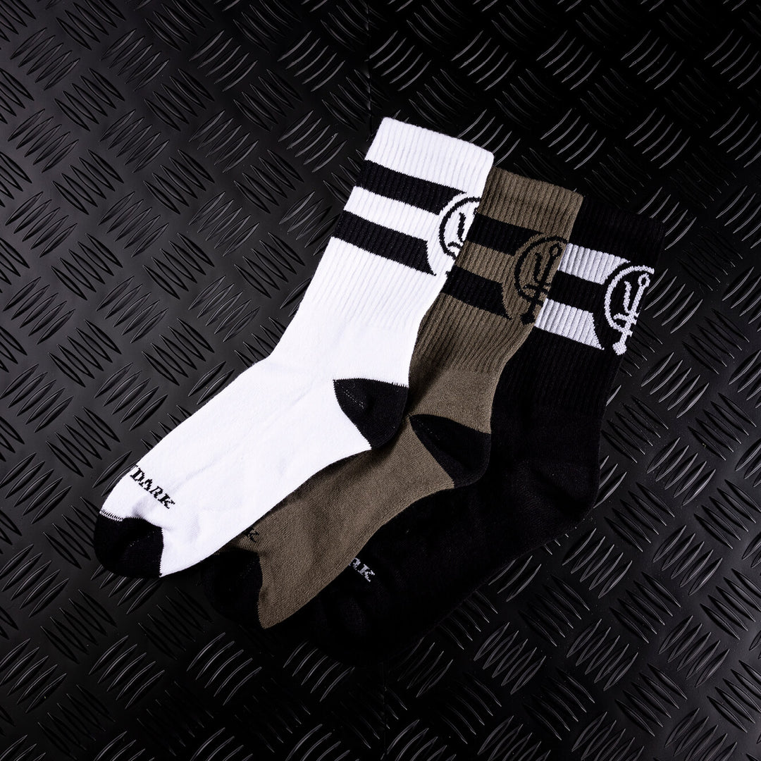 Red Notice Crew Socks | Black Crew Sports Socks | ThruDark