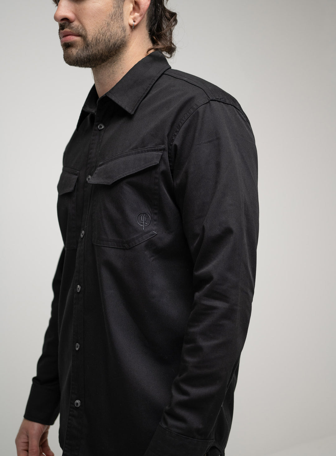 Covert Shirt | 100% Organic Cotton Black Lightweight Shirt | ThruDark