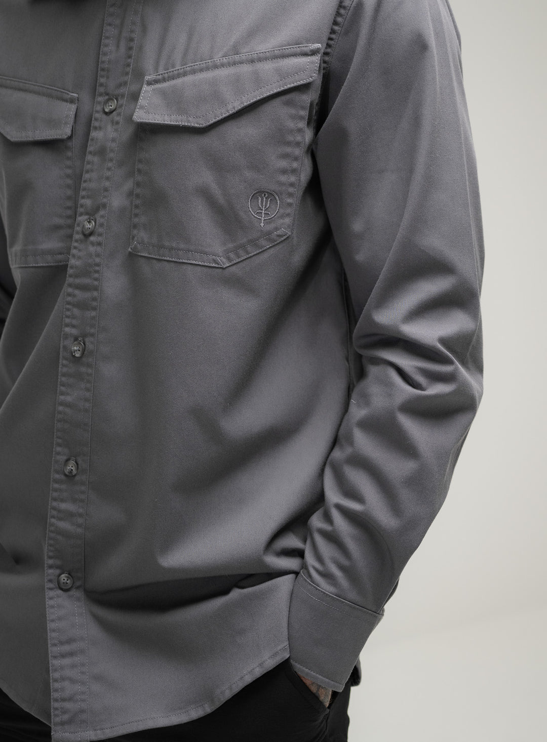 Covert Shirt | 100% Organic Cotton Grey Lightweight Shirt | ThruDark