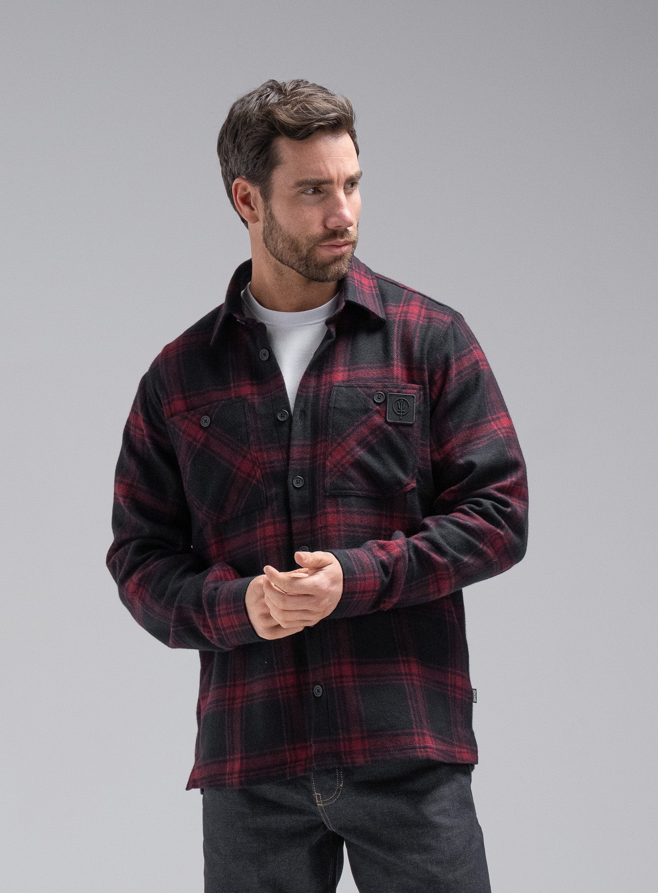 Men’s Red Flannel Shirt Brushed Cotton Overshirt | ThruDark
