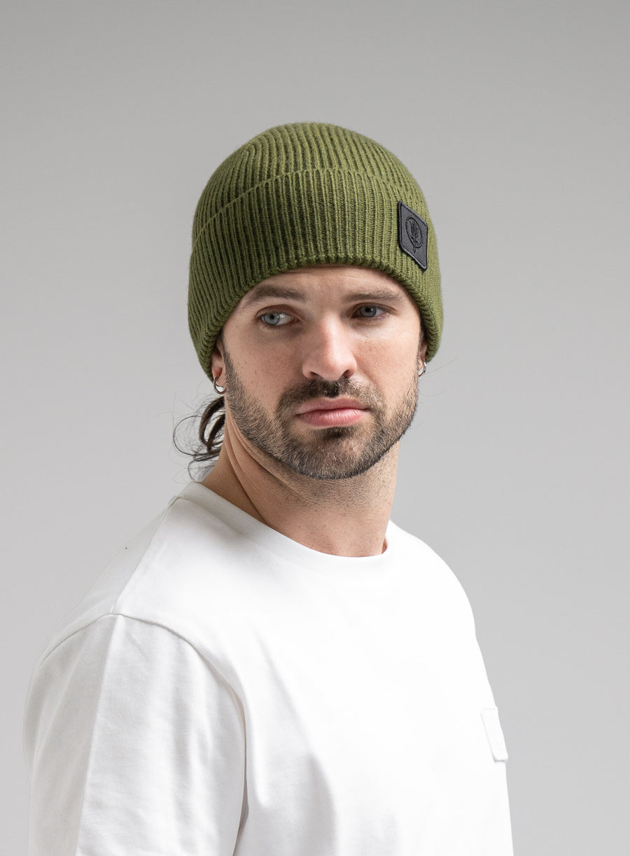 Unisex Green 100% Merino Wool Cold Weather Guard Beanie Hat | ThruDark