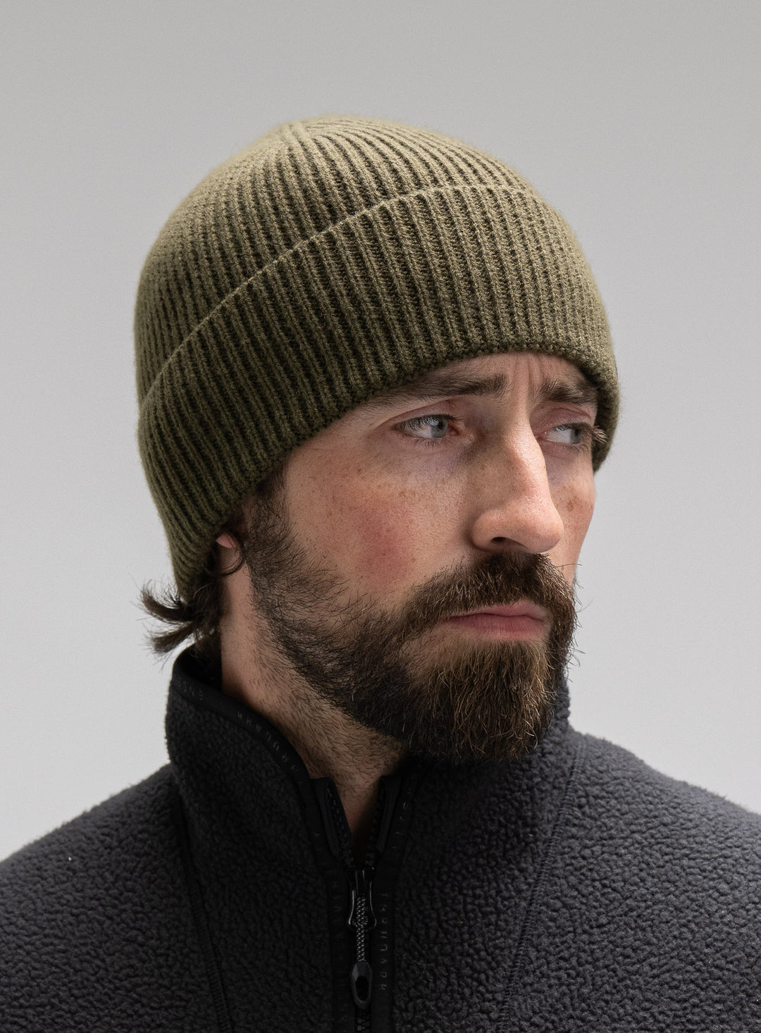 Unisex Khaki Merino Wool Cold Weather Guard Beanie Hat | ThruDark