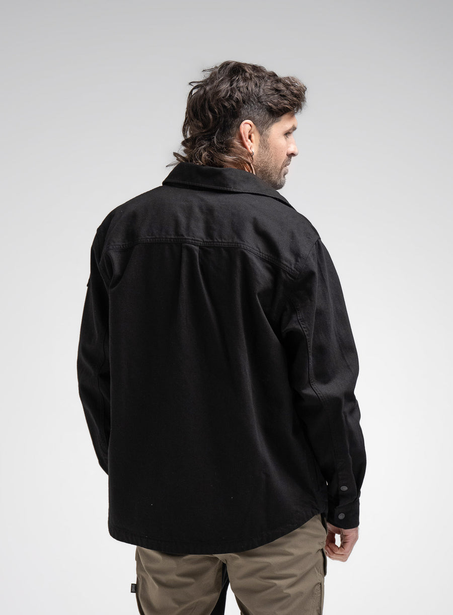 Black Heavy Twill Overshirt | Premium Apparel | ThruDark