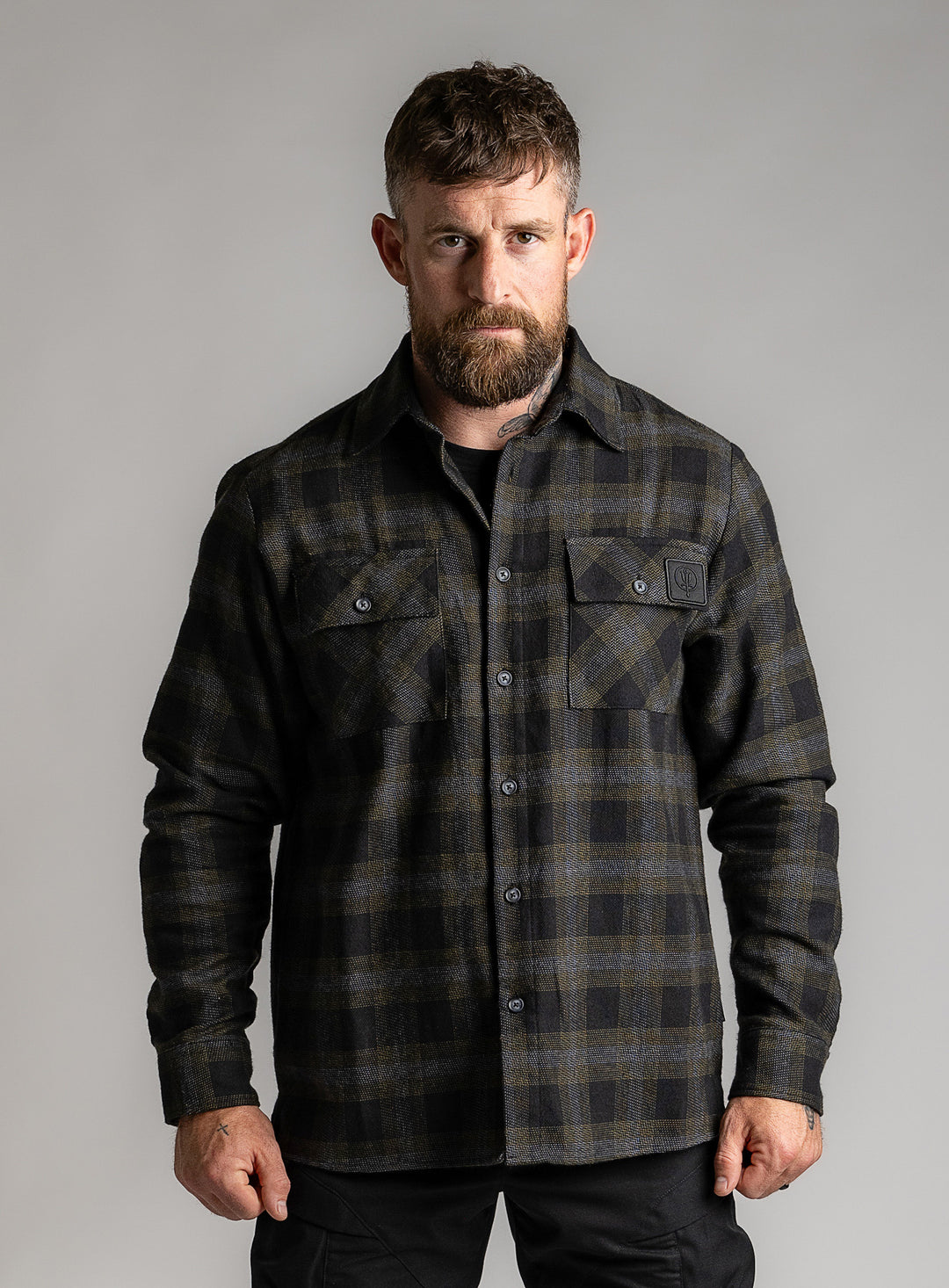 HeriTech Badlands Flannel Shirt | Black Checked Overshirt | ThruDark