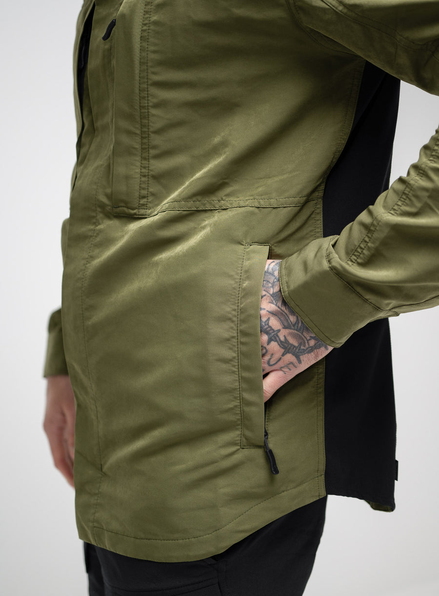 HYBRID JACKET | Men's Olive Green Combat Shirt for Hiking – ThruDark