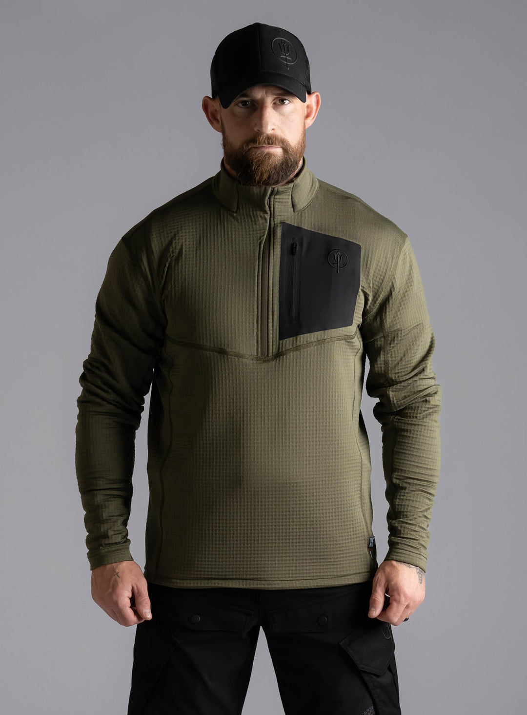 Siege Tech Fleece Half Zip | Green Insulated Mid Layer | ThruDark