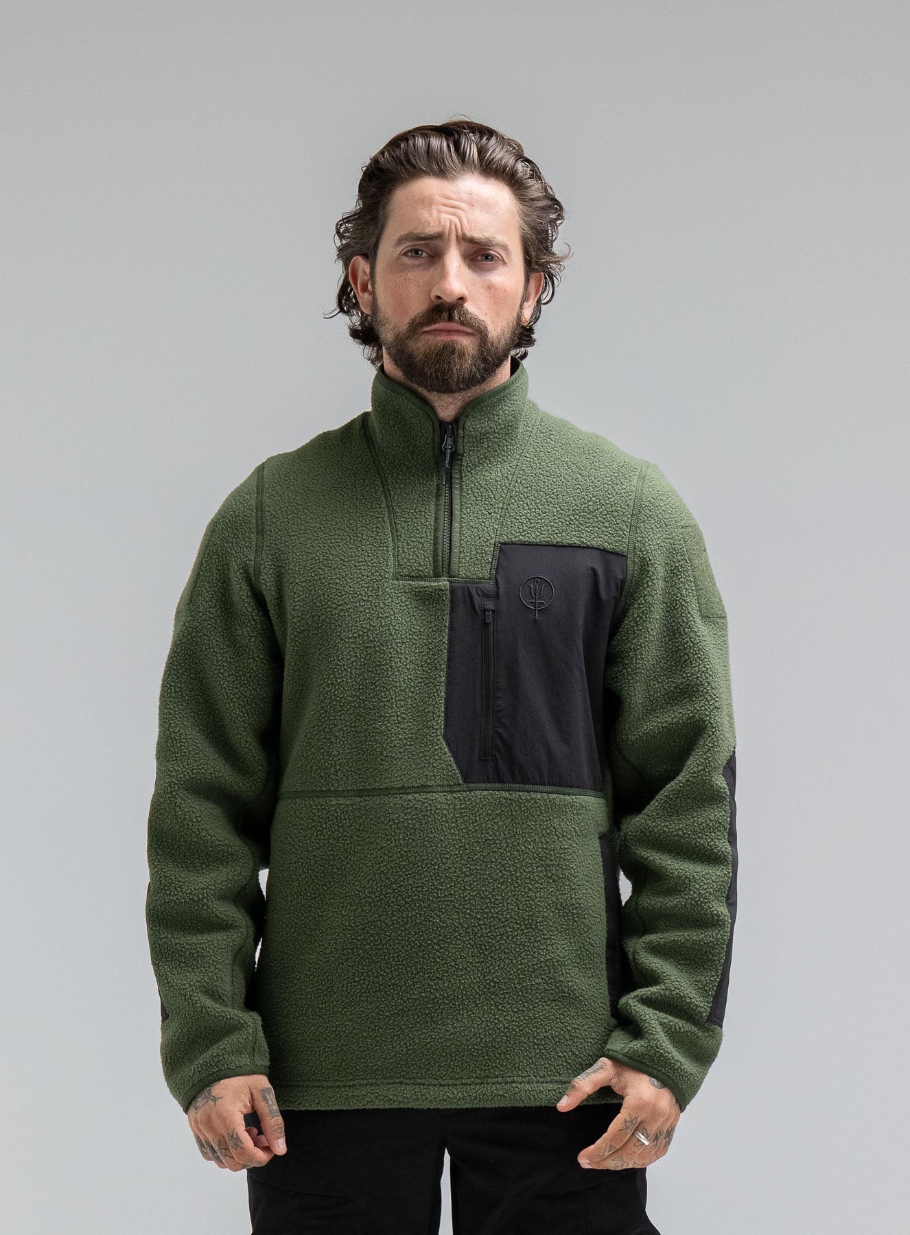 Mantra Men's Green Sherpa 1/4 Zip Fleece Polartec Thermal Pro| ThruDark