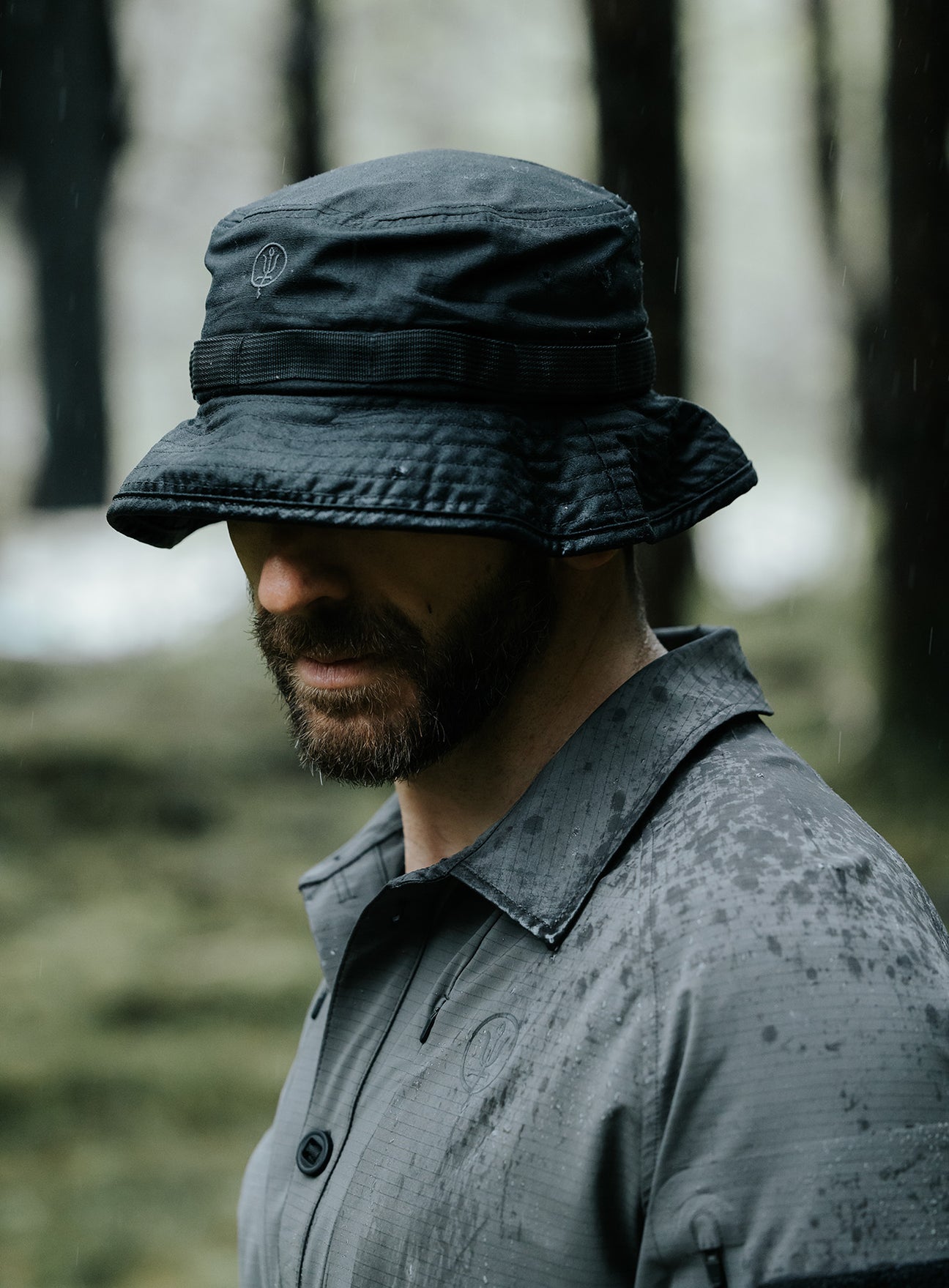 Patrol Bucket Hat | Obsidian Black Hat with Insignia | ThruDark