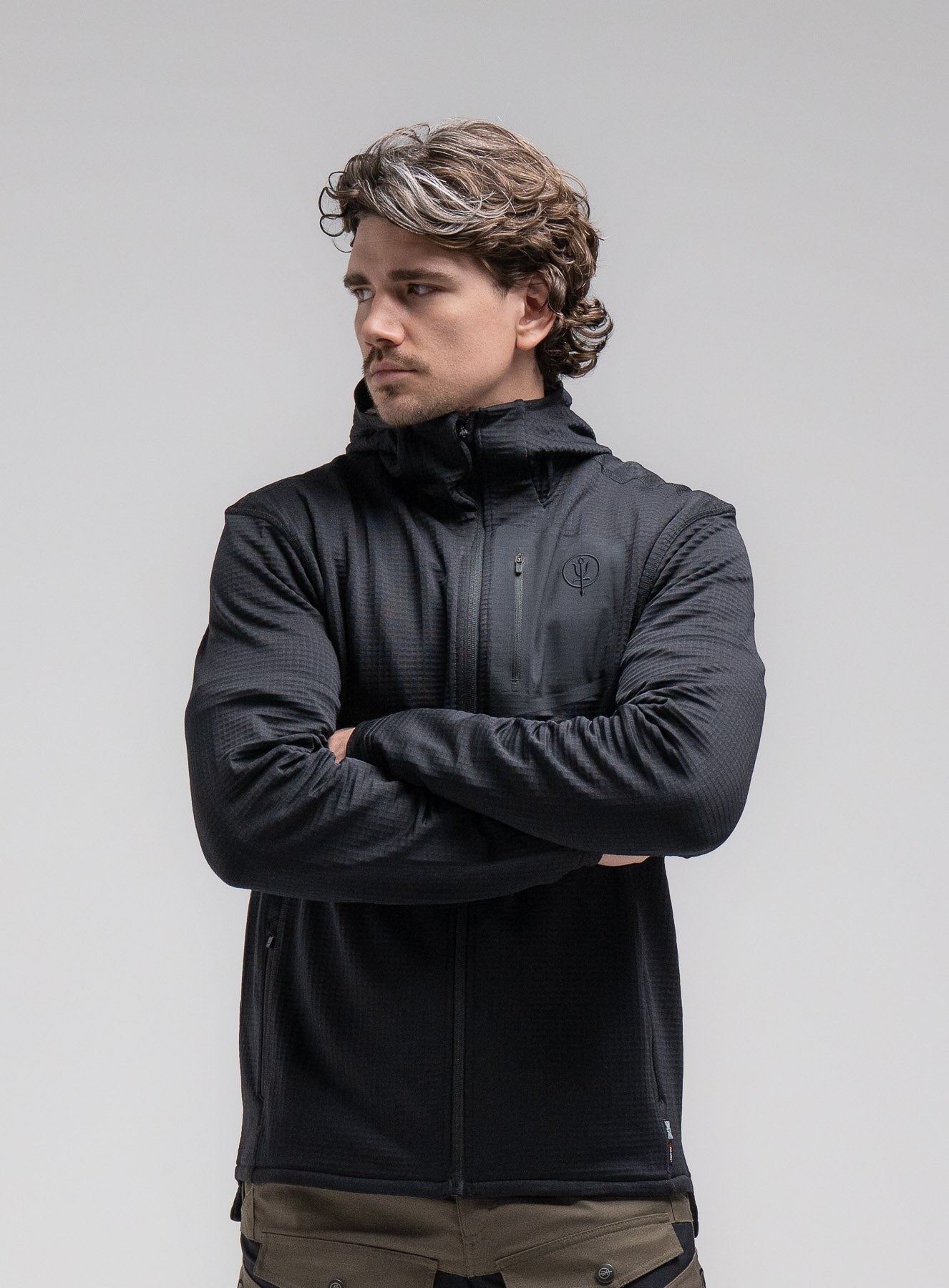 Siege Tech Fleece Hooded | Black Insulated Mid Layer | ThruDark