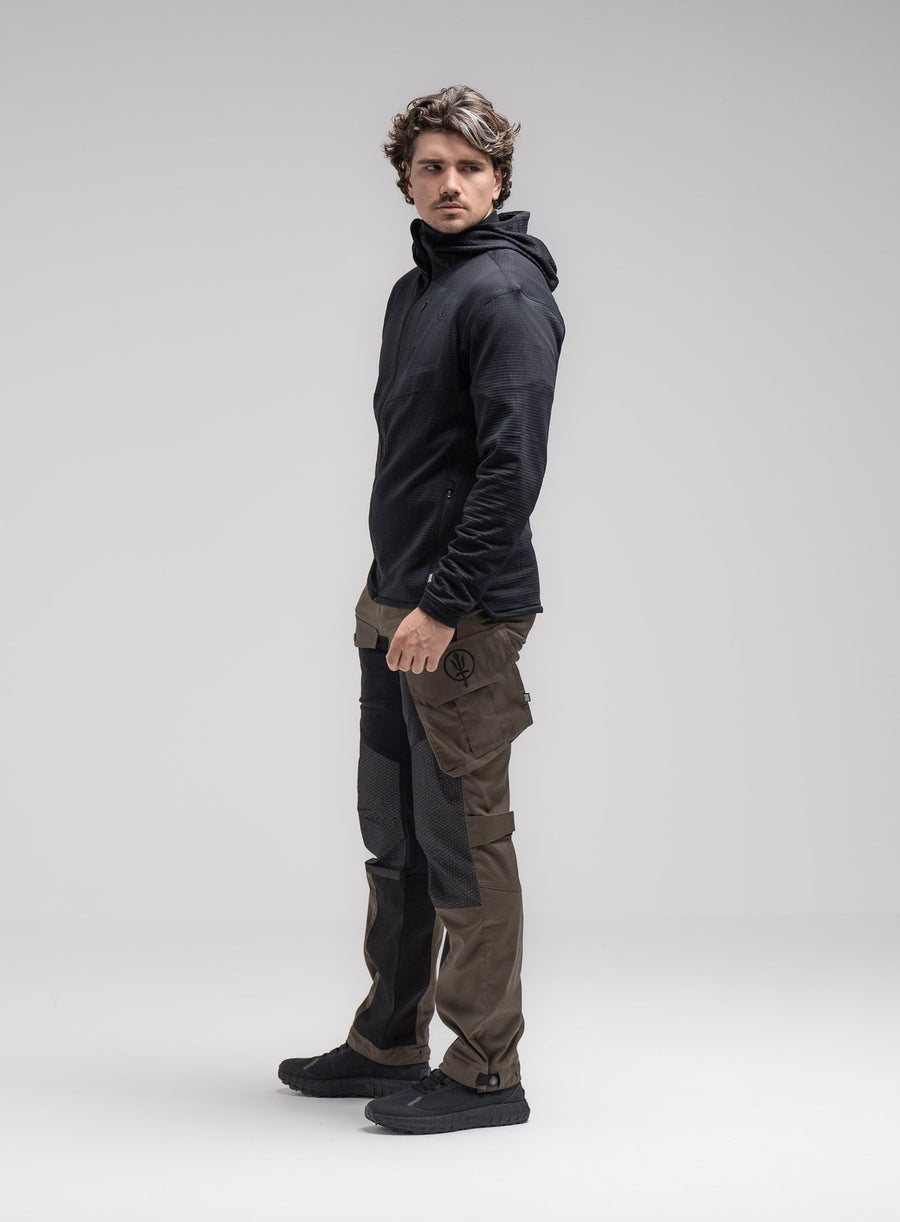 Siege Tech Fleece Hooded | Black Insulated Mid Layer | ThruDark