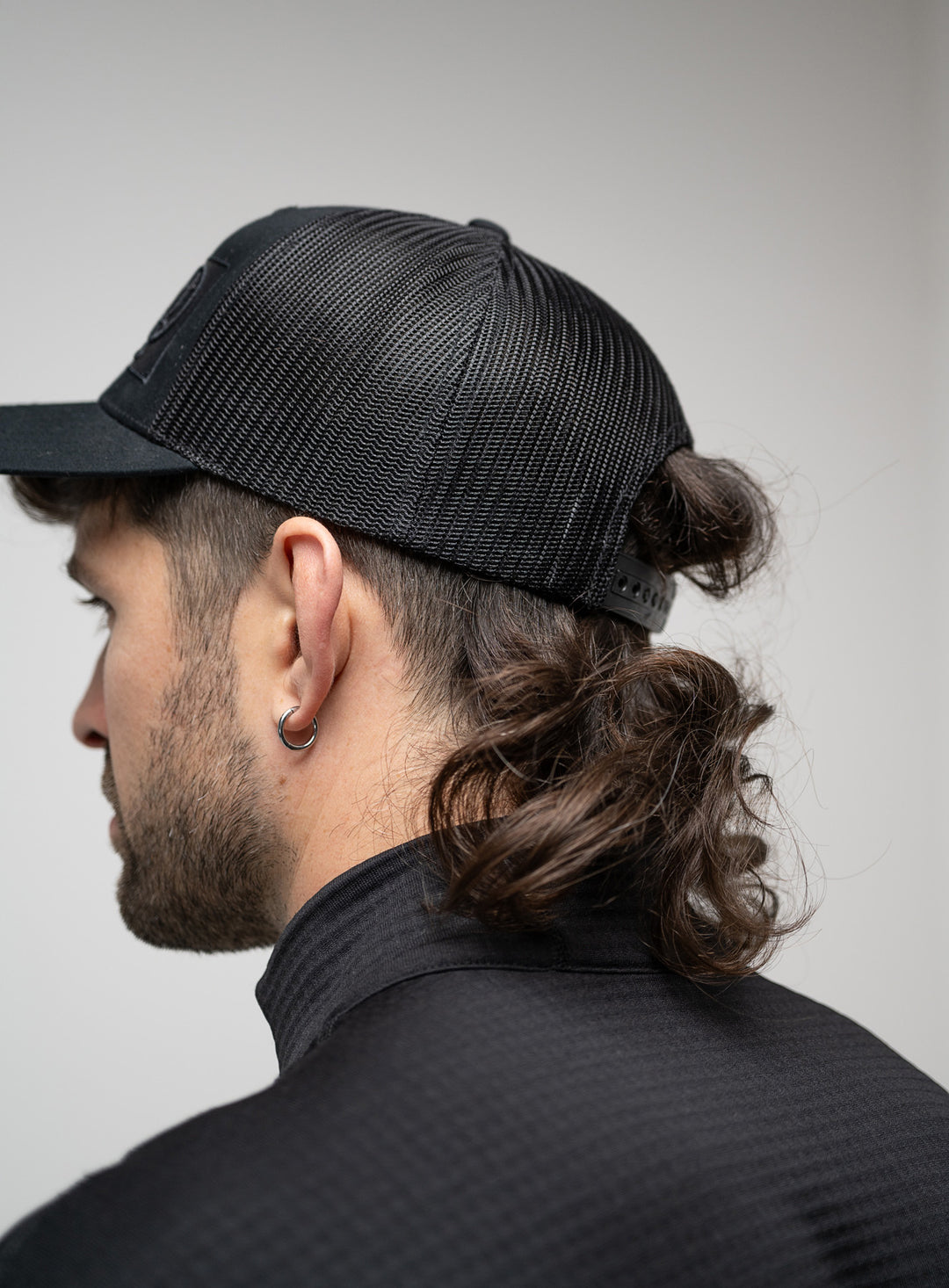 Black Mark Trucker Cap | Black Snap Back Hat with Insignia Logo | ThruDark