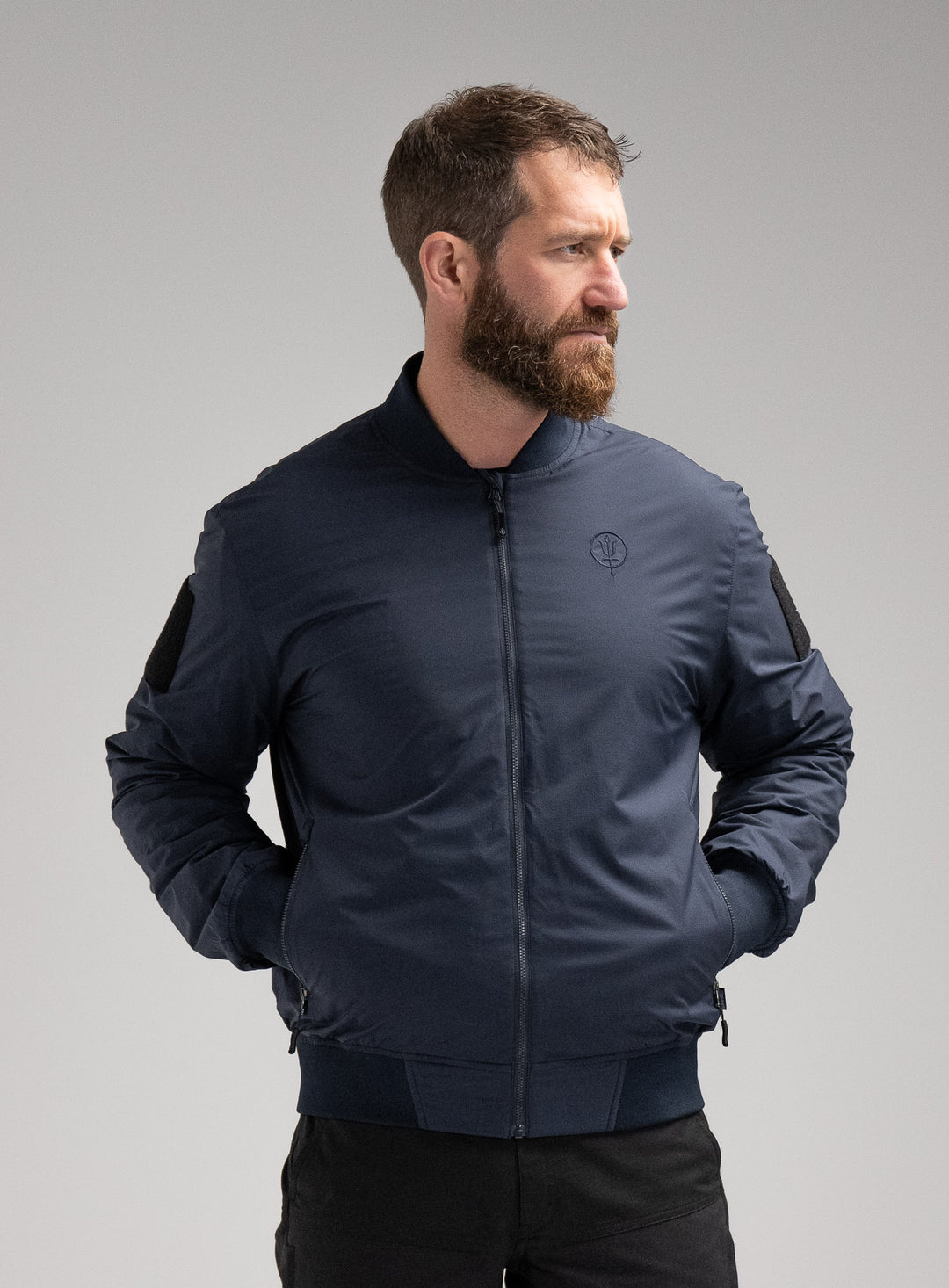 Wraith Bomber Jacket | Navy Blue Lightweight Soft Shell | ThruDark