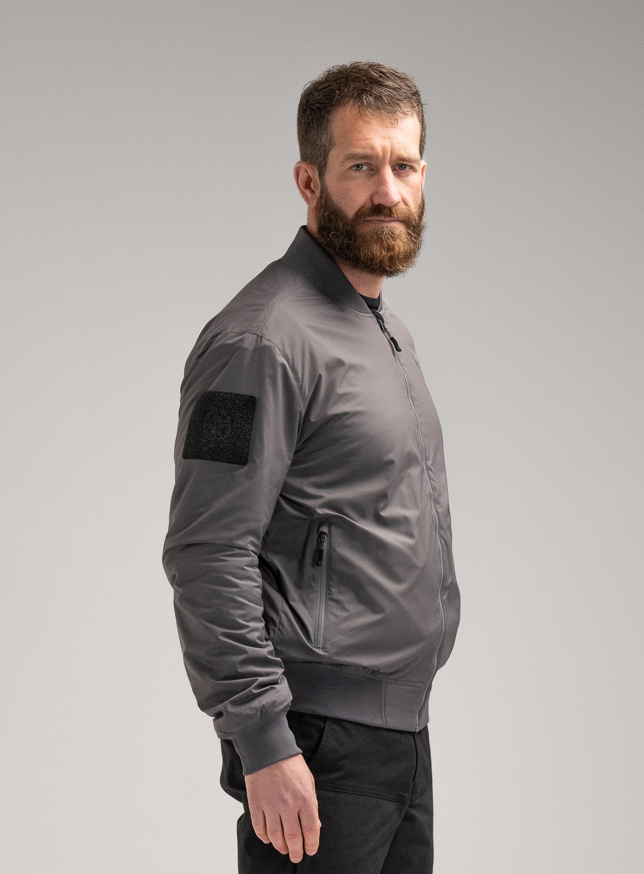 Wraith Bomber Jacket | Grey Lightweight Soft Shell | ThruDark