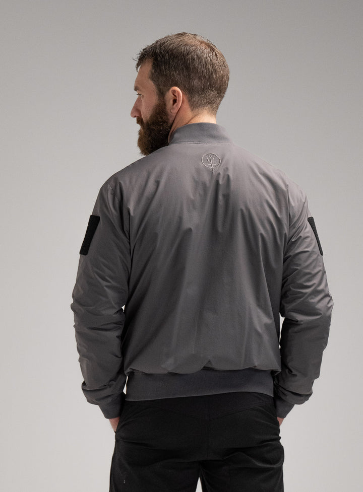 Wraith Bomber Jacket | Grey Lightweight Soft Shell | ThruDark