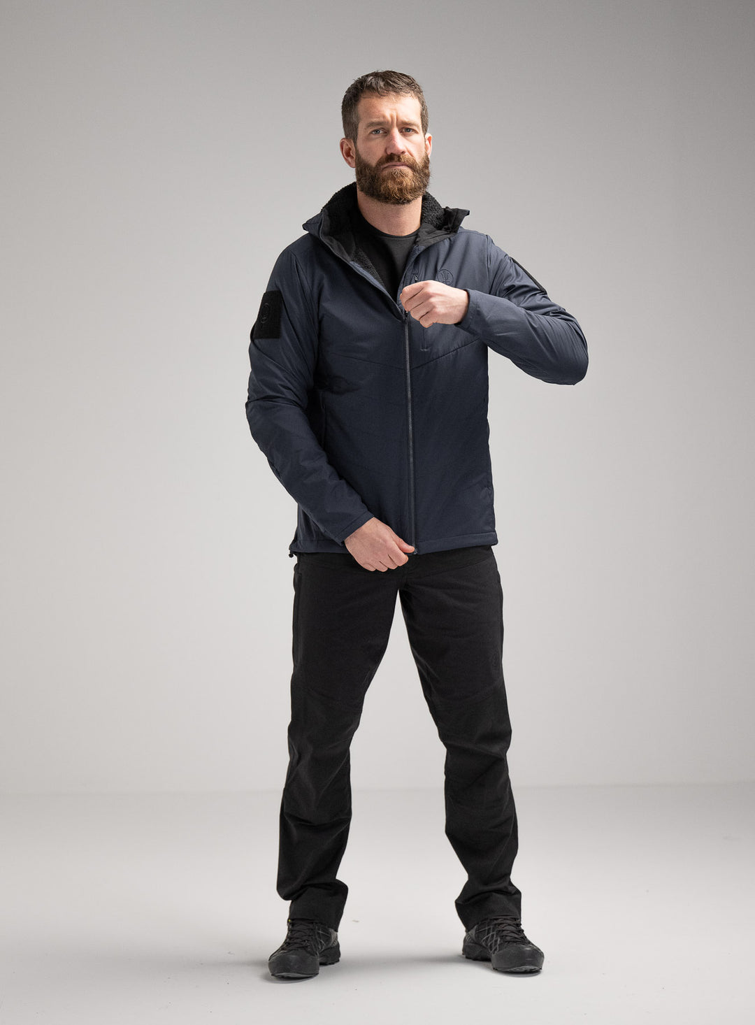 Wraith Hooded Jacket | Navy Blue Lightweight Soft Shell | ThruDark