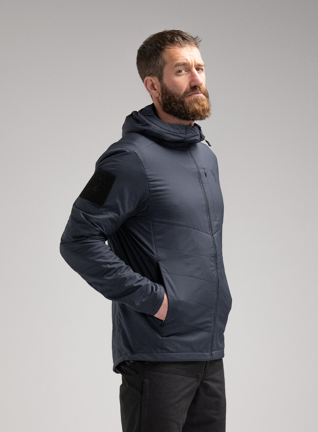 Wraith Hooded Jacket | Navy Blue Lightweight Soft Shell | ThruDark