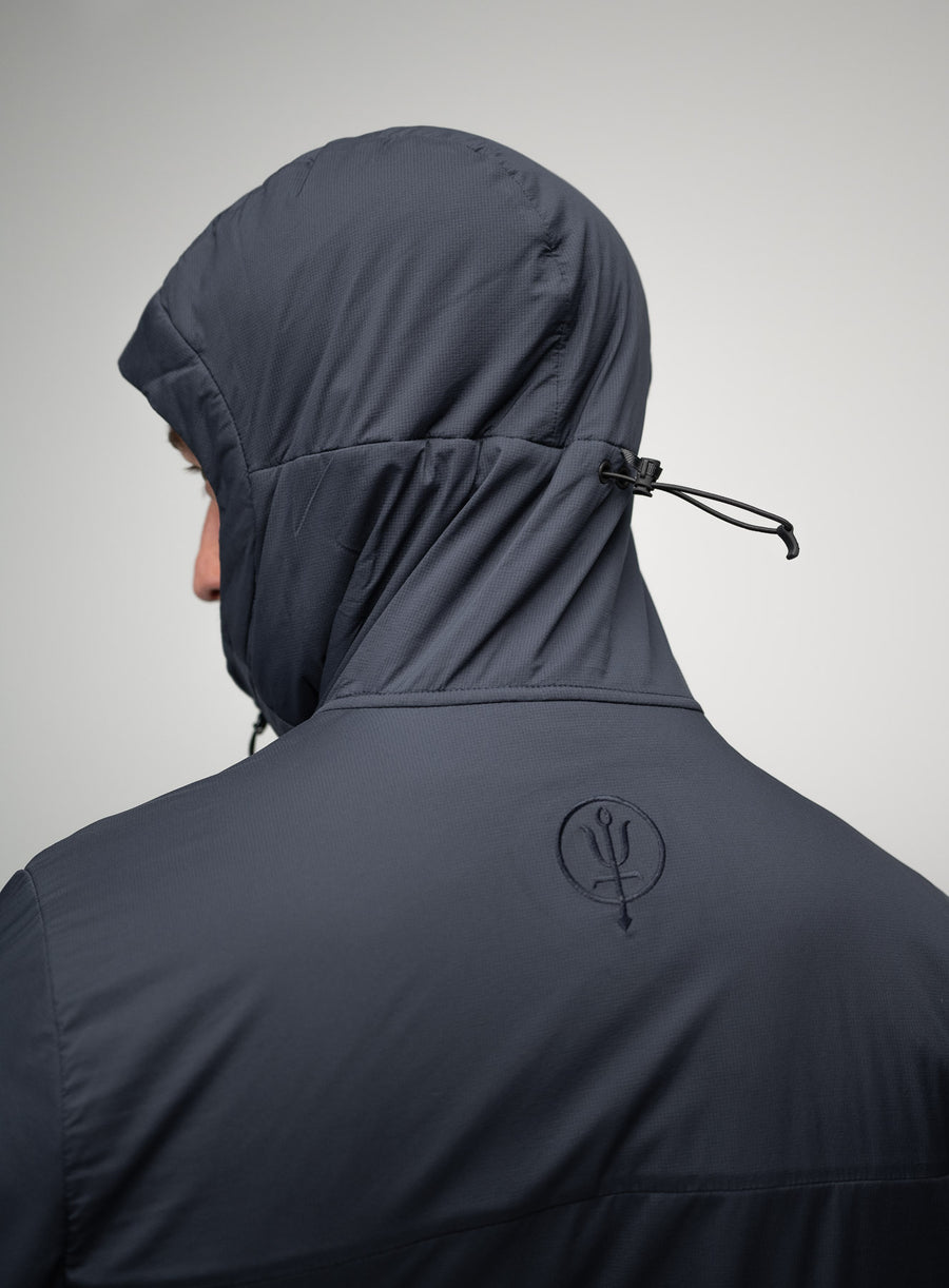 Wraith Hooded Jacket | Navy Blue Lightweight Soft Shell | ThruDark