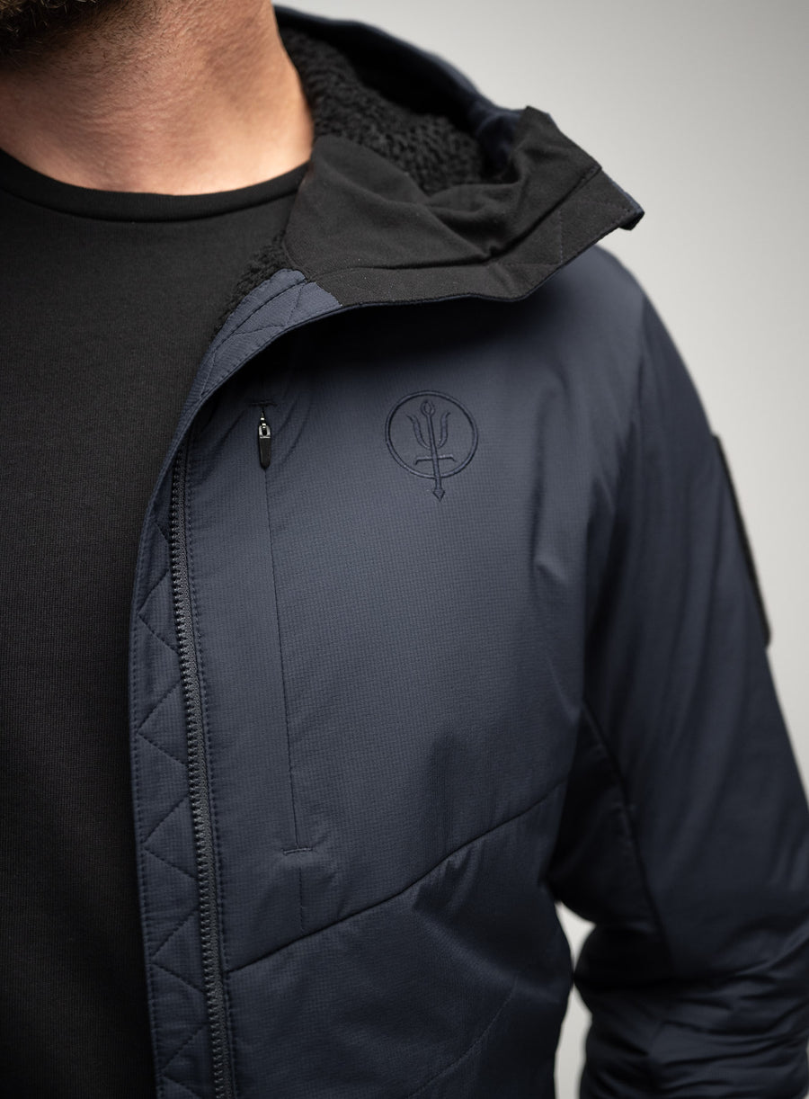 Wraith Hooded Jacket | Navy Blue Lightweight Soft Shell | ThruDark