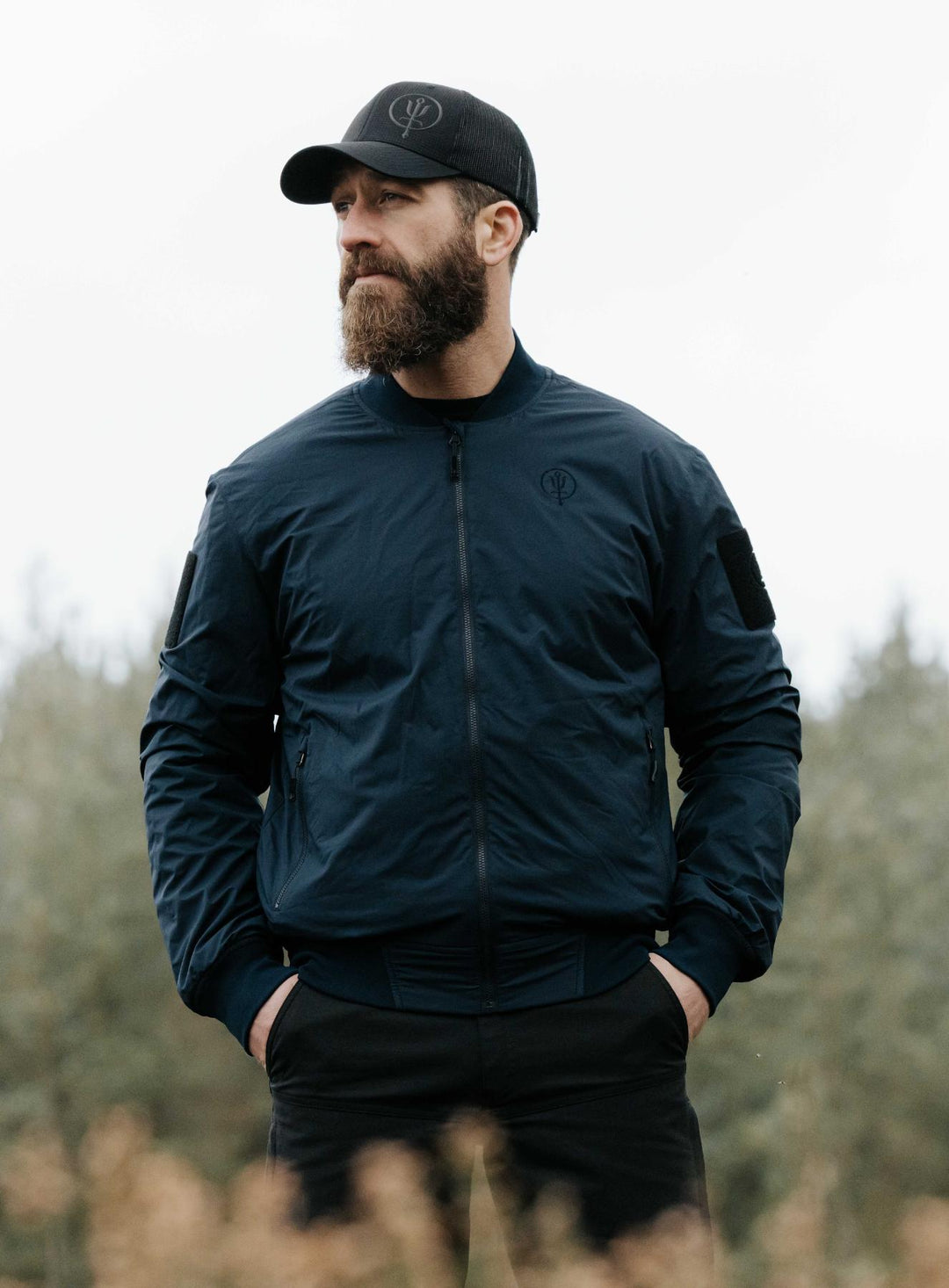 Wraith Bomber Jacket | Navy Blue Lightweight Soft Shell | ThruDark