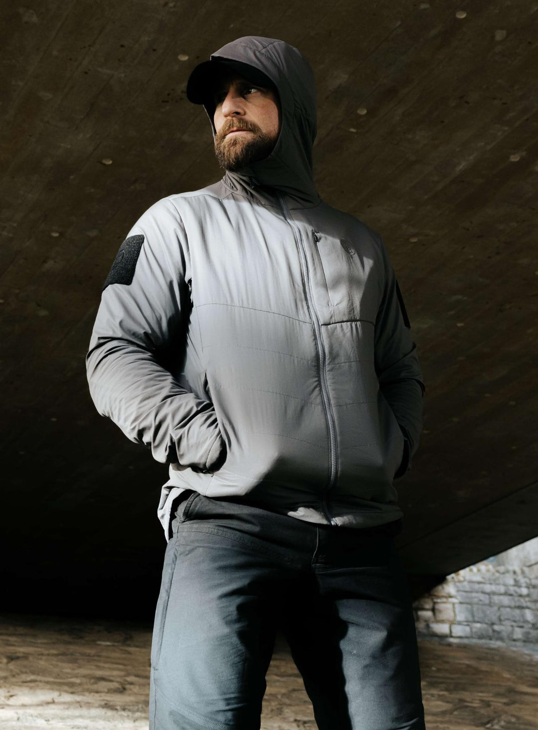 Wraith Hooded Jacket | Grey Lightweight Soft Shell | ThruDark
