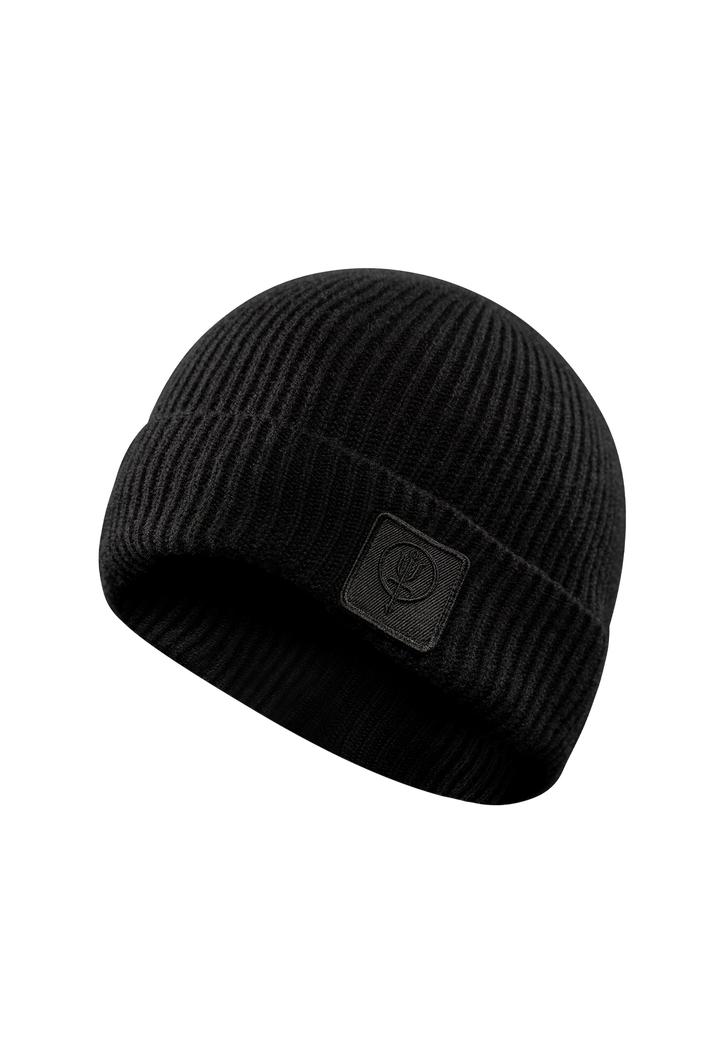 Unisex Black 100% Merino Wool Cold Weather Guard Beanie Hat | ThruDark
